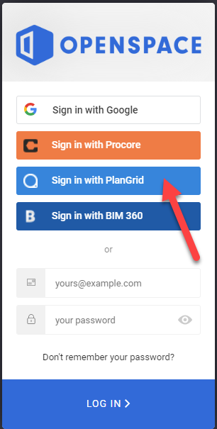 Sign in with PlanGrid – OpenSpace Help Center