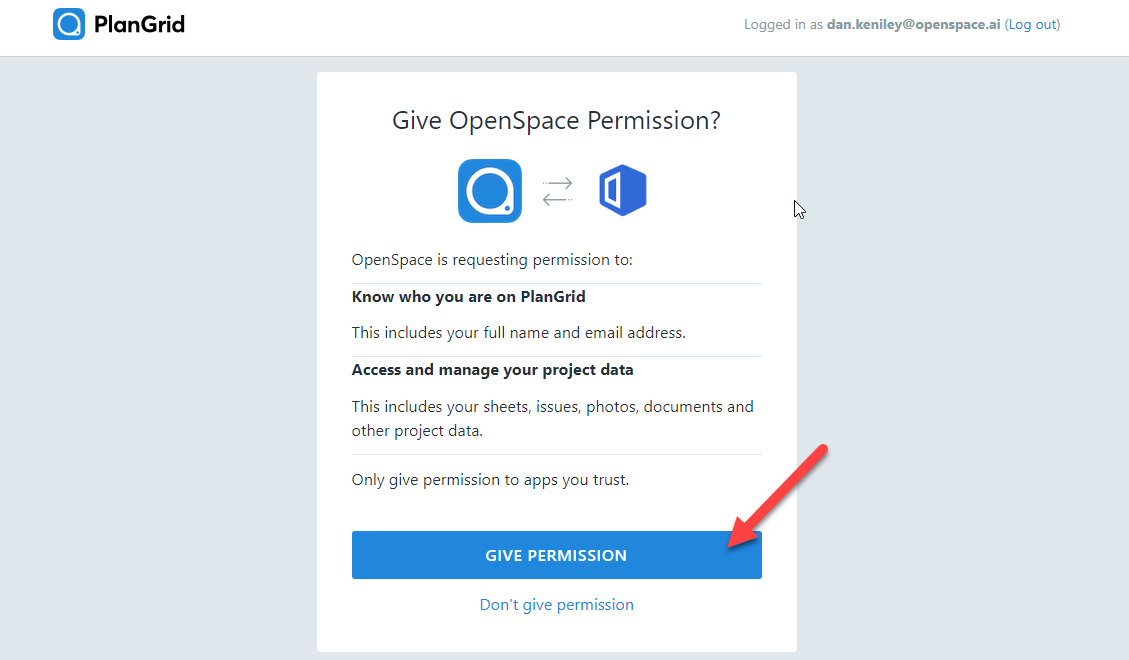 Sign in with PlanGrid – OpenSpace Help Center
