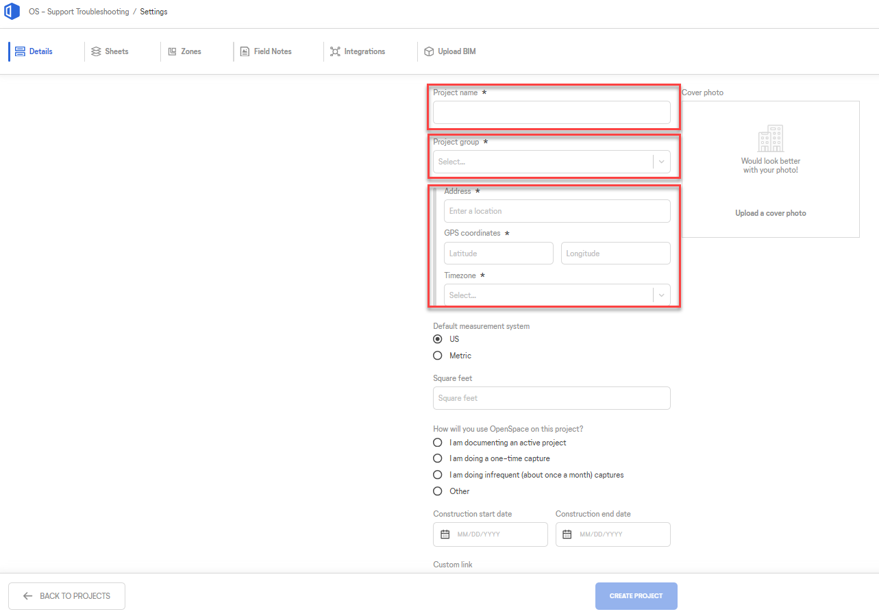 Creating a Project – OpenSpace Help Center