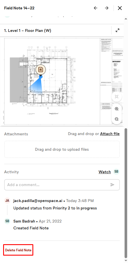 Vor-Ort-Notizen erstellen und verwalten auf Web – OpenSpace-Hilfezentrum