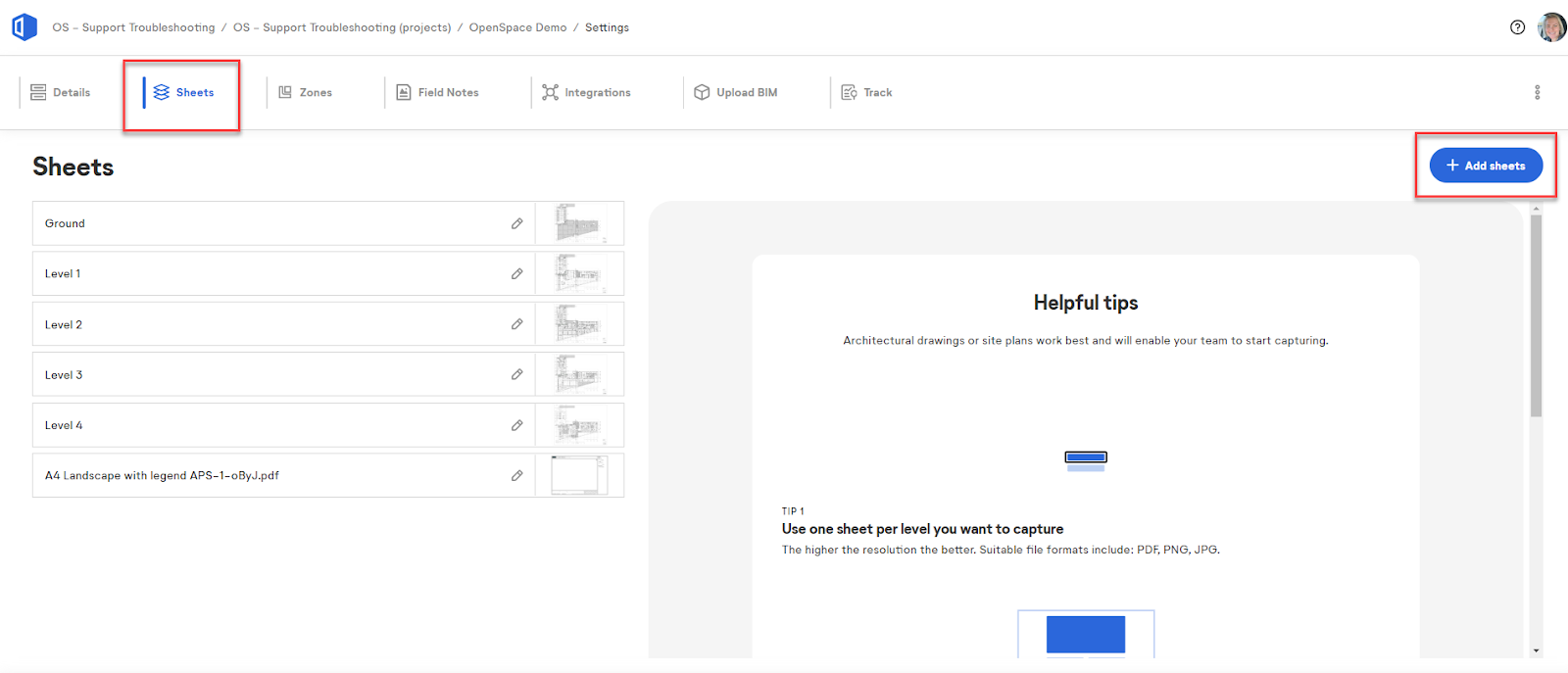Uploading and Editing Sheets – OpenSpace Help Center