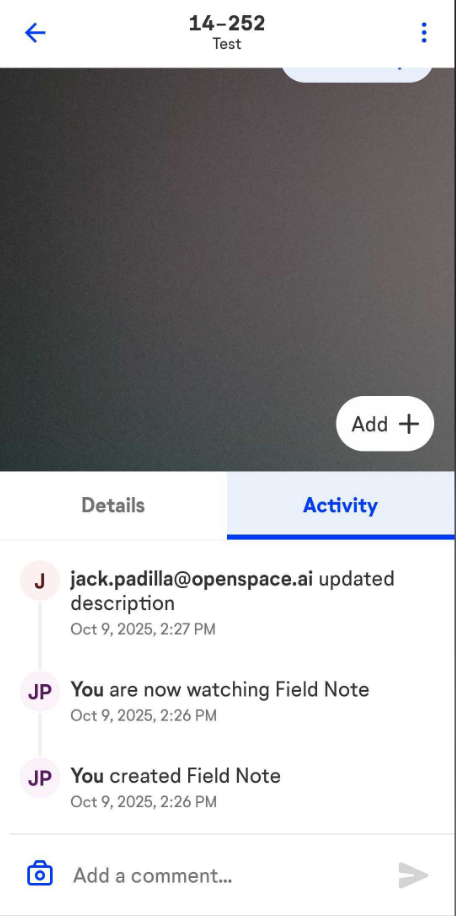 Adding a Comment to a Field Note – OpenSpace Help Center
