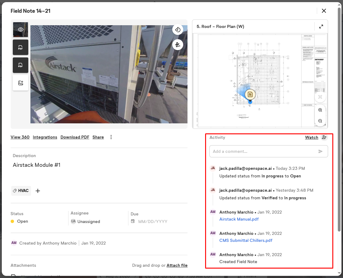 Adding a Comment to a Field Note – OpenSpace Help Center